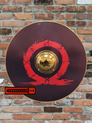 Norse God Viking Runes Red Fire Ragnarök War Wood Viking Round Shield ...
