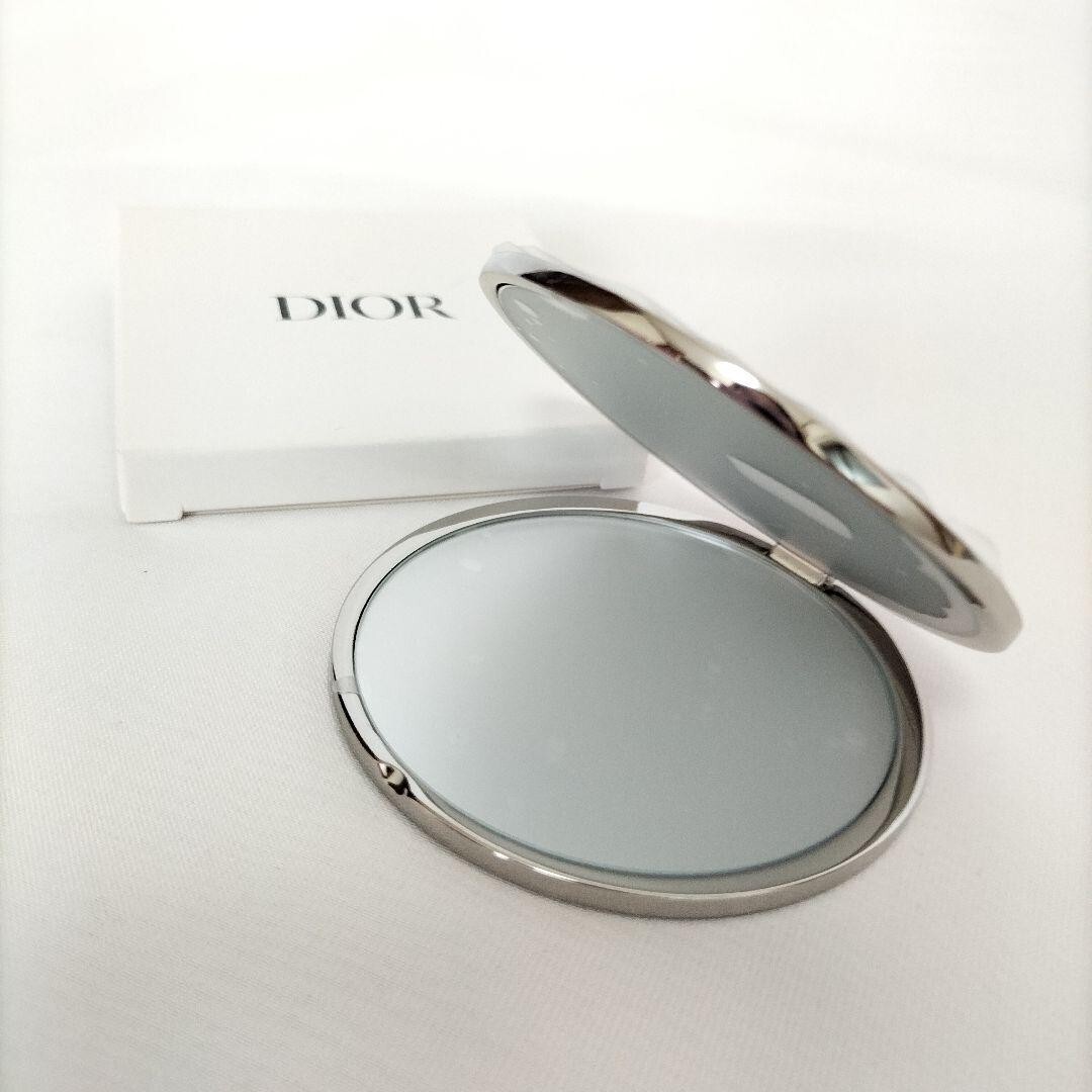 Christian Dior Mirror Compact Silver Circle Logo Double-side 7x7cm w ...