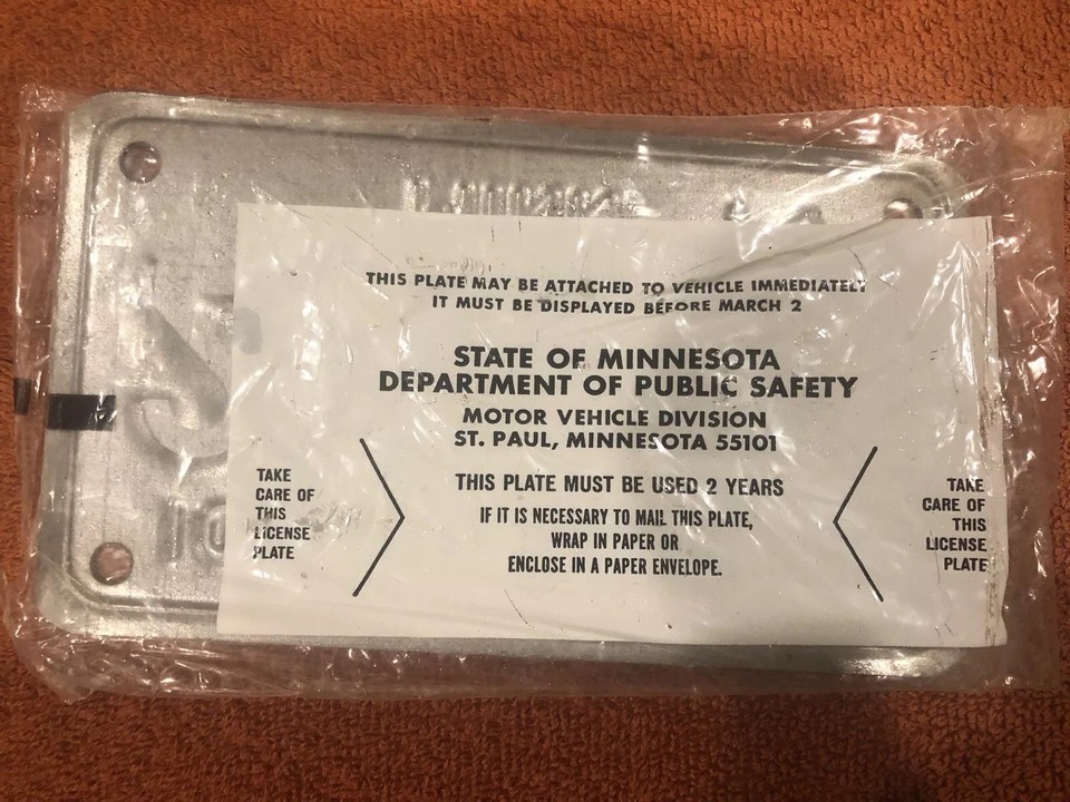 BRAND NEW IN BAG 1974 MINNESOTA Motorcycle License Plate '74 MN 74 ...