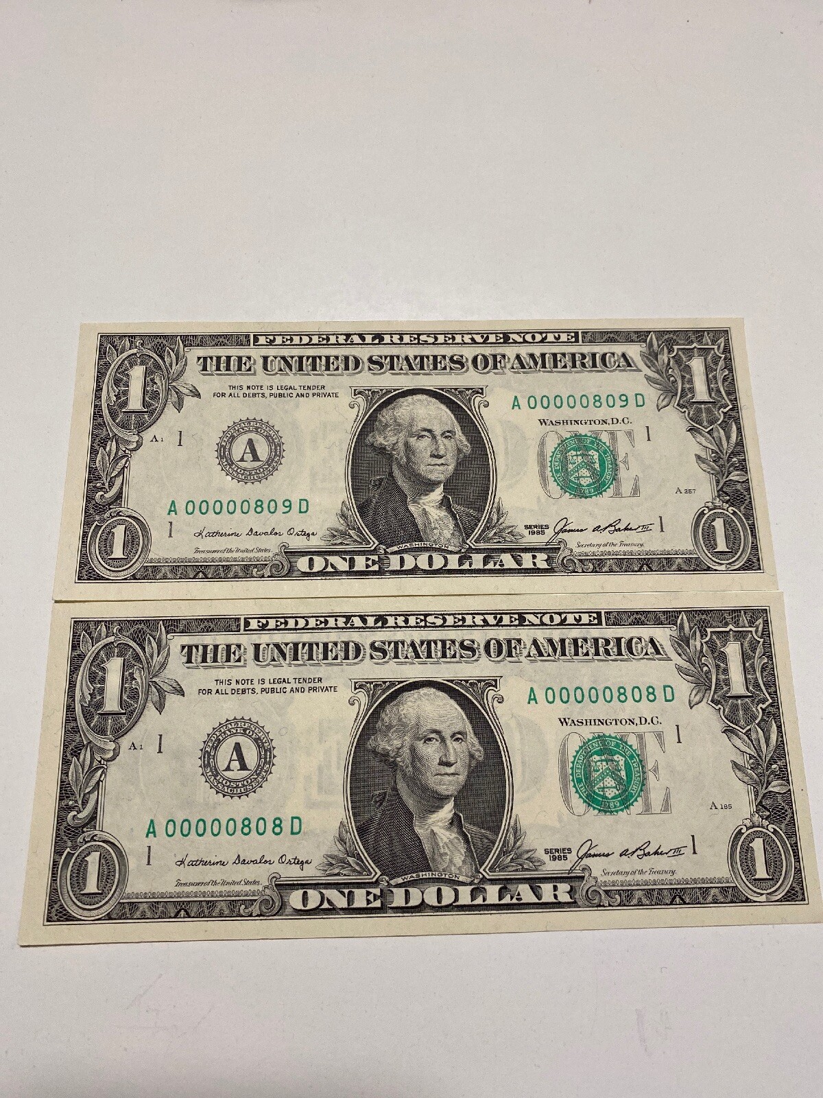 1985 《LOW BINARY & TRINARY NUMBERS -TWO CONSECUTIVE ，00000808/9 UNC！Top ...