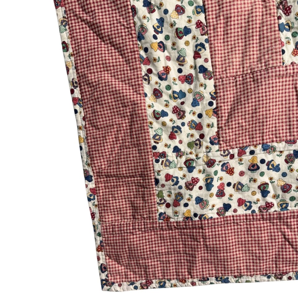 Vintage Hand Made Sue Bonnet Crib Quilt Throw Small | eBay UK