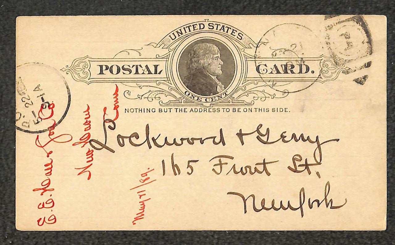 USA UX9 POSTAL CARD EDWARD E. HALL & SON WINE CIGARS NEW HAVEN ...