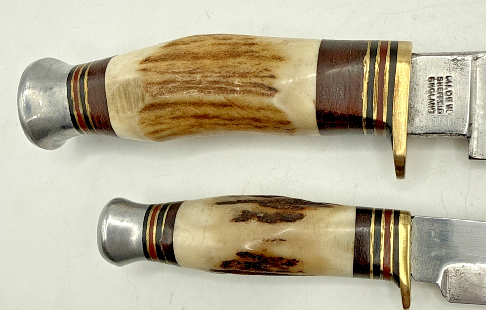 Vintage Antique William Rodgers Hunting Stag Handle Knife Pair | eBay