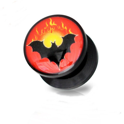 PAIR-Flaming Bat Wing Acrylic Screw On Stash Ear Plugs 06mm/2 Gauge | eBay