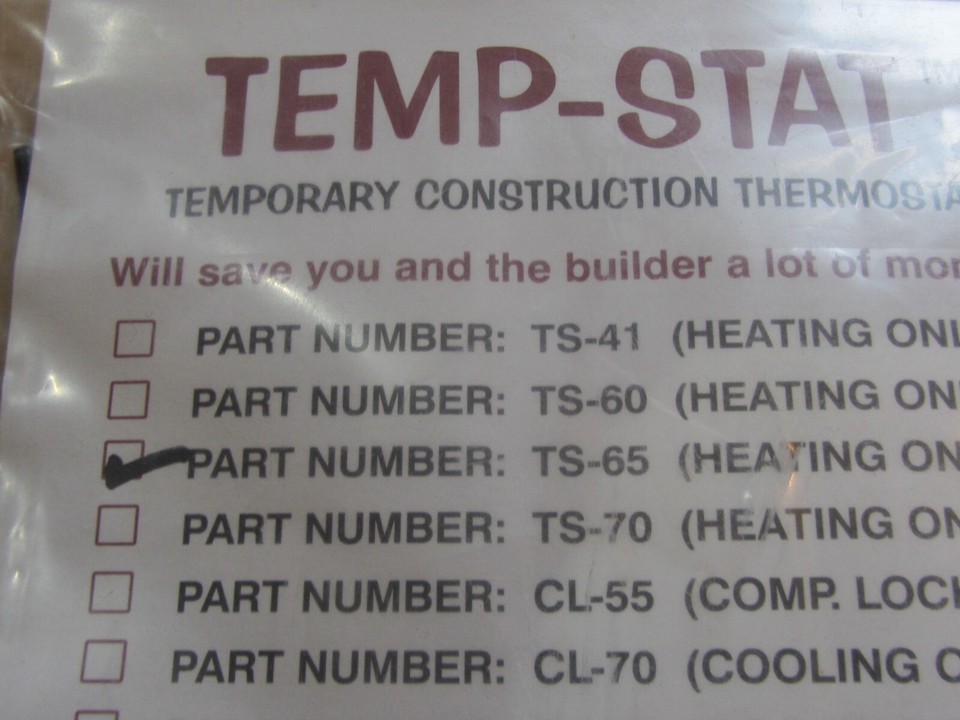 HVAC Controls iO-TS65 Temp-Stat 65° Heating Temporary Constr ...