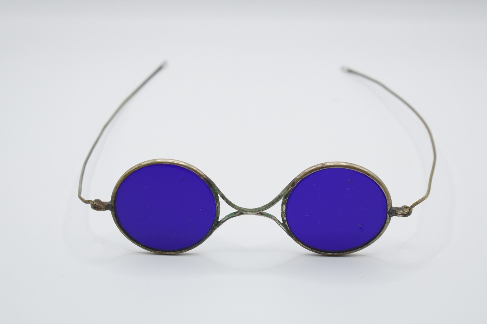 Antique Cobalt Blue Welding Safety Spectacles Glasses - Gem