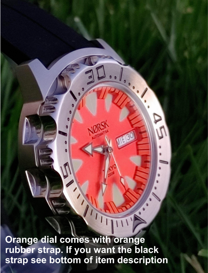 Automatic Sea Monster Watch, Norsk, Diver, Seiko NH36a movement Orange ...