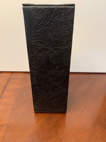 WOLF DESIGNS MALIBU Tooled LEATHER Column CANDLE HOLDER RARE Tealight ...