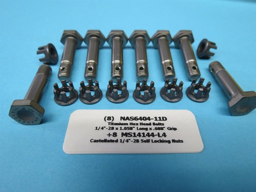 1/4-28 x 1.058 Titanium NAS6404-11D Bolts 8 +8 Light Weight MS14144L4 ...
