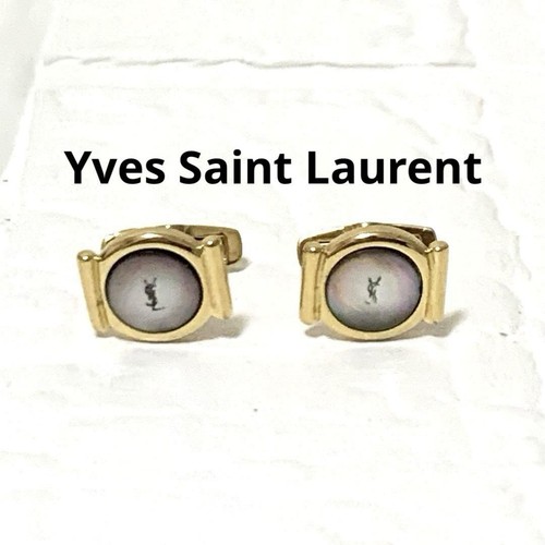Yves Saint Laurent Cufflinks Gold Color Logo Ysl Party Retro Ceremony ...