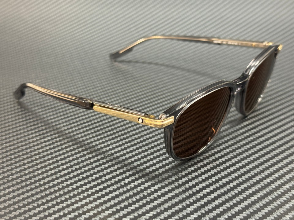 MONT BLANC MB0276S 004 Grey Gradient Brown Men's Large 52 mm Sunglasses ...