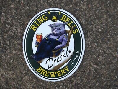 RING O' BELLS BREWERY CORNWALL "DRECKLY" ALE BEER PUMP HANDLE CLIP ...