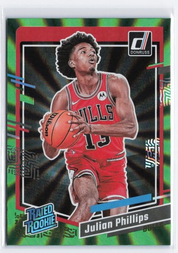 2023 Panini Donruss Rated Rookie Green Laser Julian Phillips #227 RC ...
