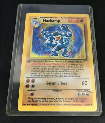 Pokemon MACHAMP 1st Edition Holo Rare 8/102 Base Set Card EXC/NEAR MINT ...