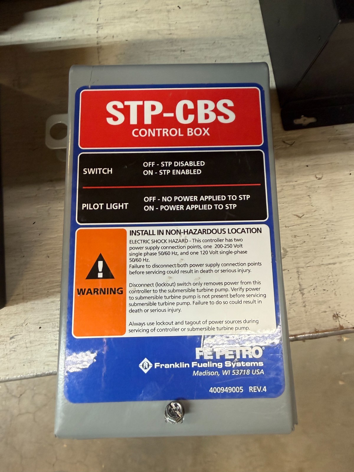 Franklin Fueling/FE Petro 400818921 STP-CBS 2HP/120V Single Phase ...