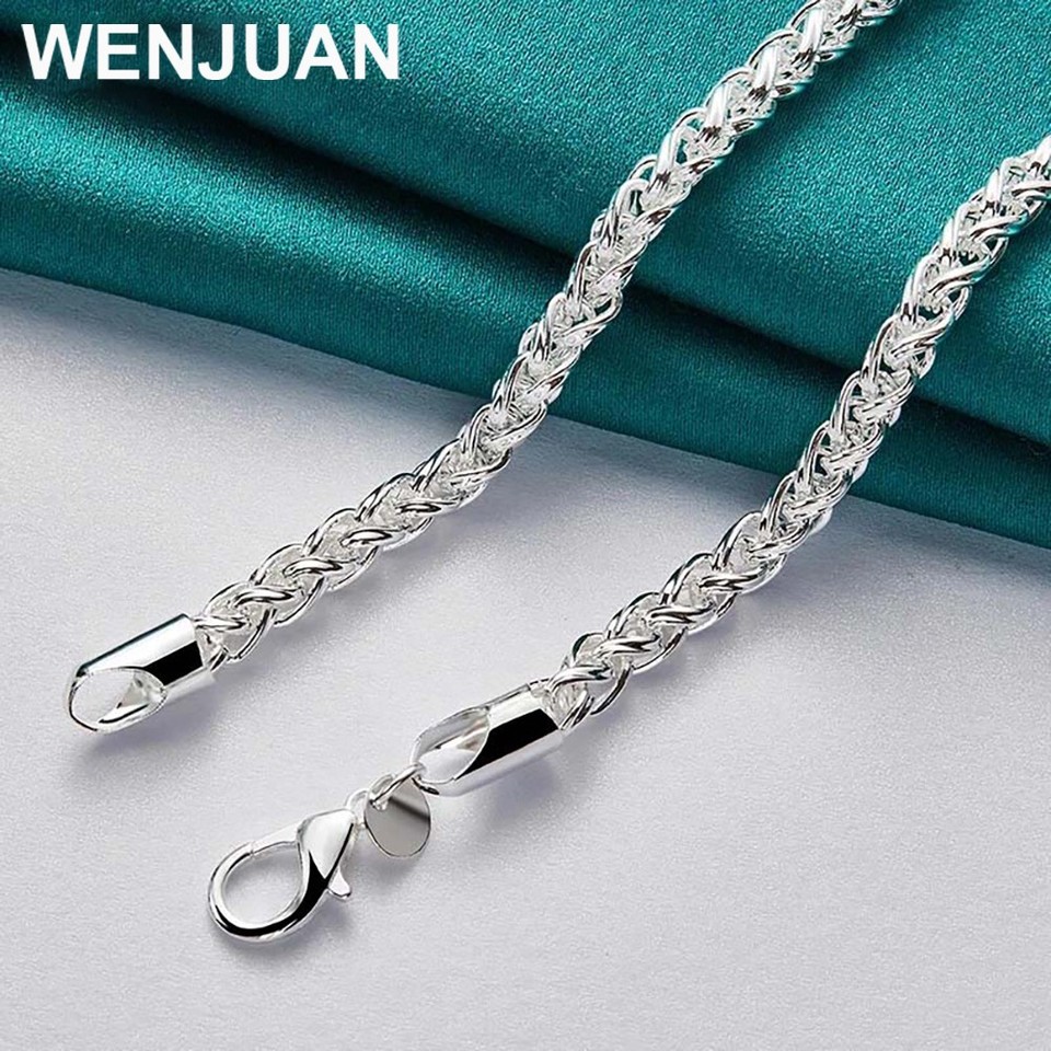 925 Sterling Silver Twist Circles Chain Necklace Men Fashion Party ...