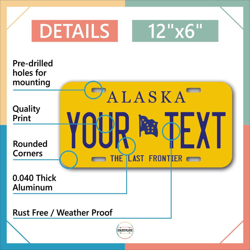 Custom state License Plates with personalized text Car 12x6- Moto 7x4 ...