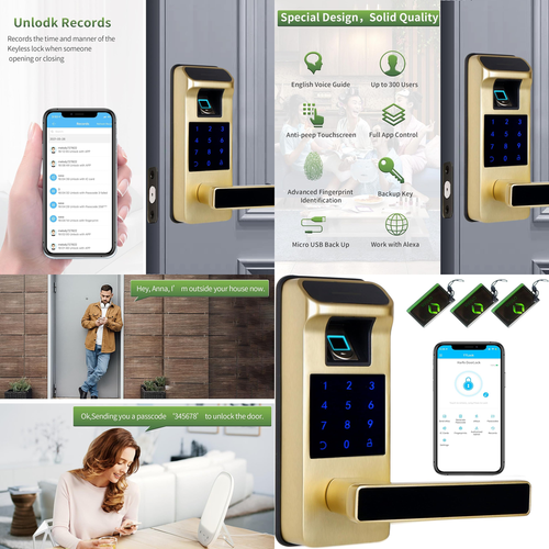 Smart Keypad Biometric Door Lock Deadbolt Touchscreen Electronic ...