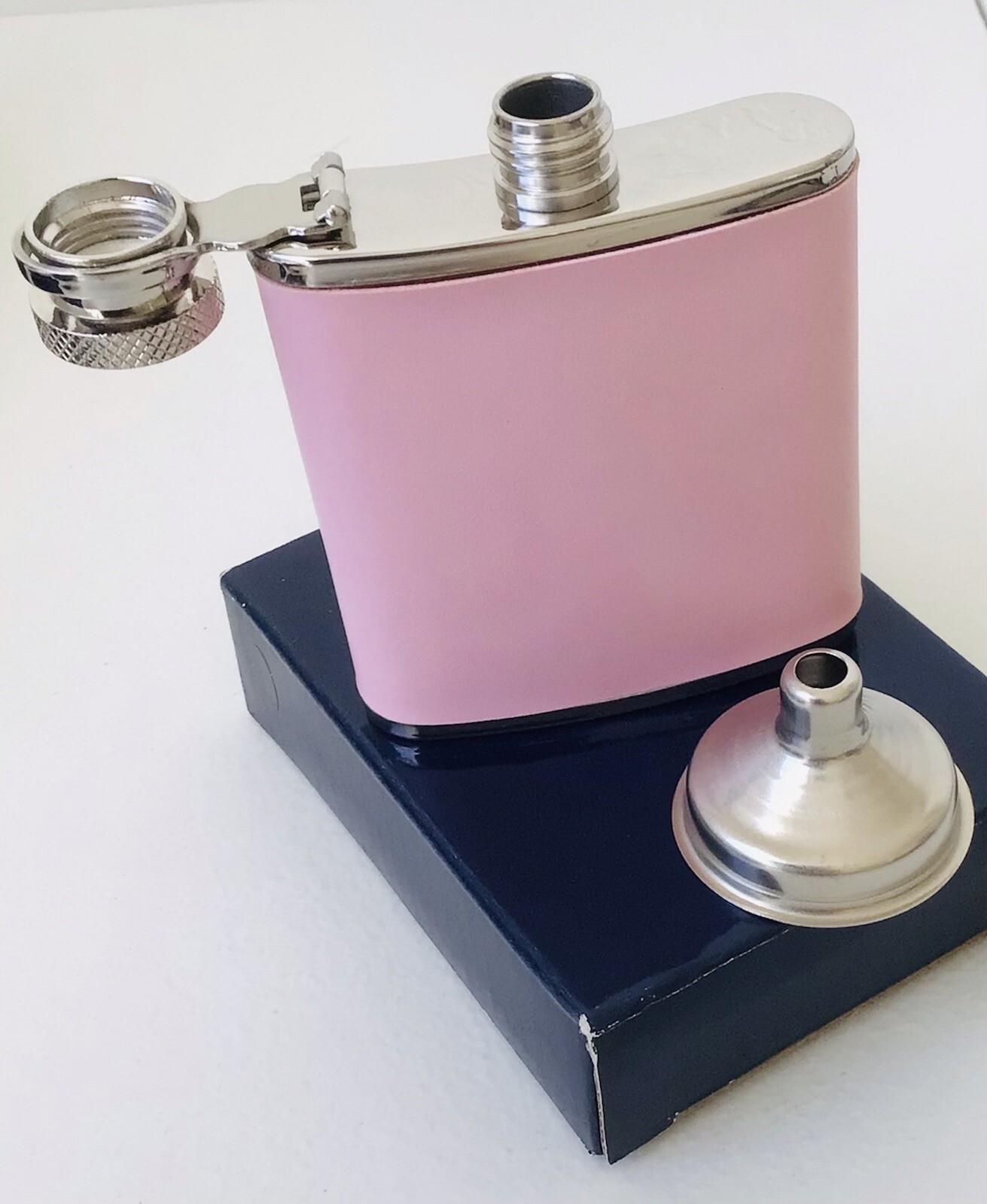 Genuine Leather Wrap 2.5 oz Stainless Steel Hip Flask With Funnel New ...