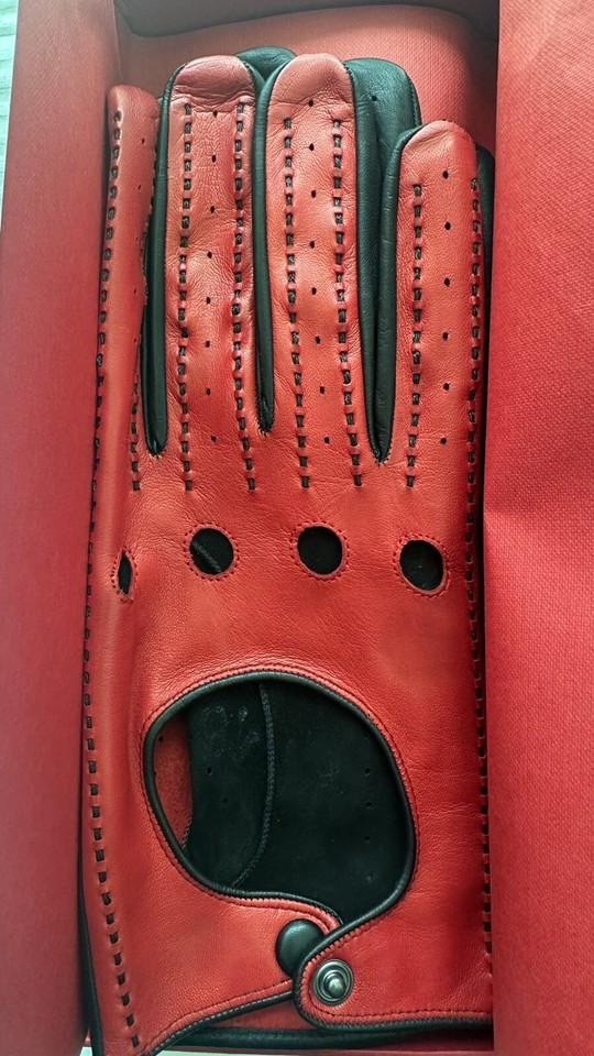 Scuderia Ferrari Men's Black & Red Leather Driving Gloves sz XL | eBay