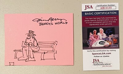Jim Berry Signed Autographed 4x5 Card W Sketch JSA Cert Cartoonist ...