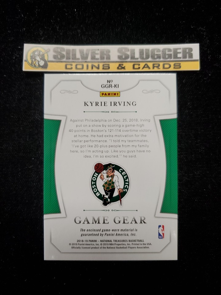 2018-19 Kyrie Irving National Treasures Game Gear Game Worn Jersey ...