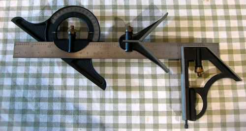 3 PC Machinist Combination Set: Center finder Protractor Right Angle ...