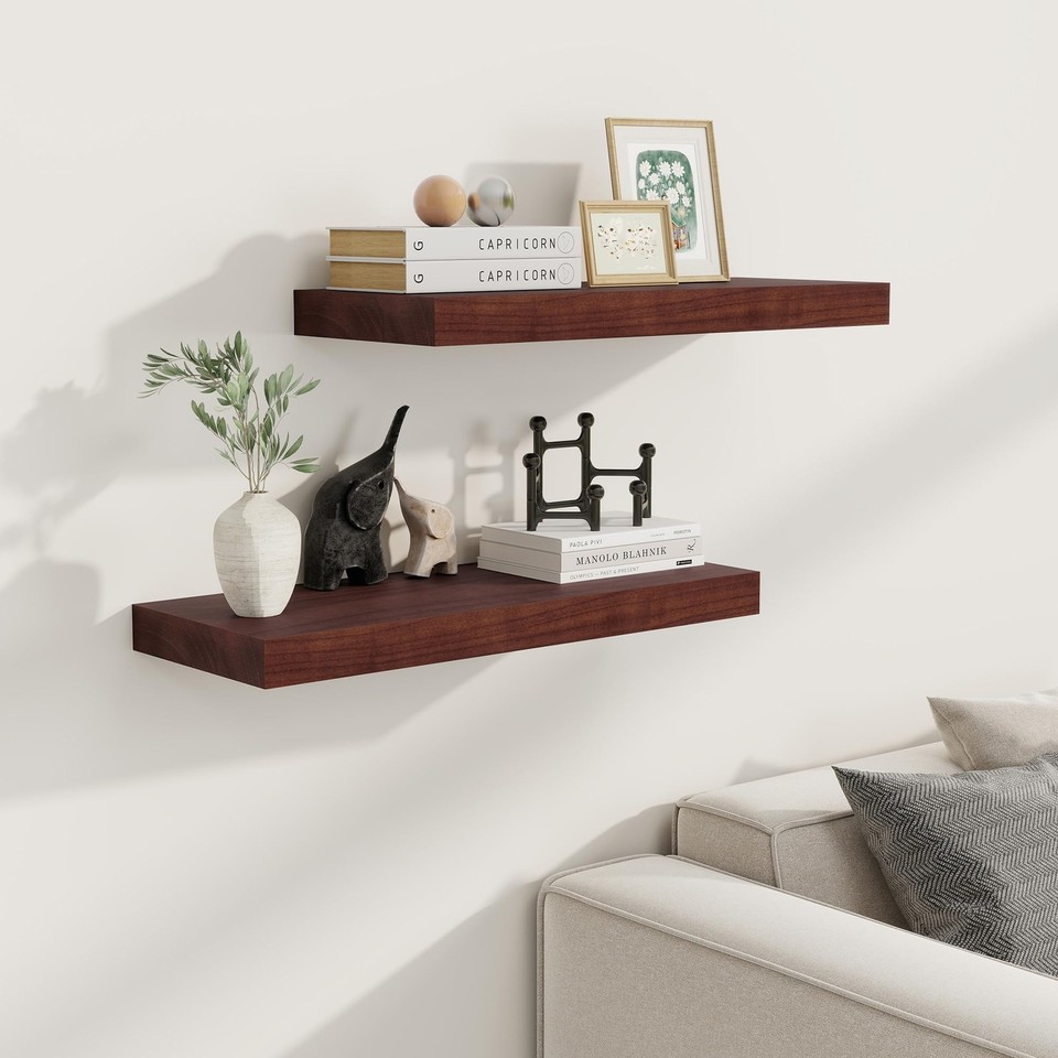 Floating Shelves, 9.3 Inch Deep Floating Shelves for Wall, Solid Wood ...