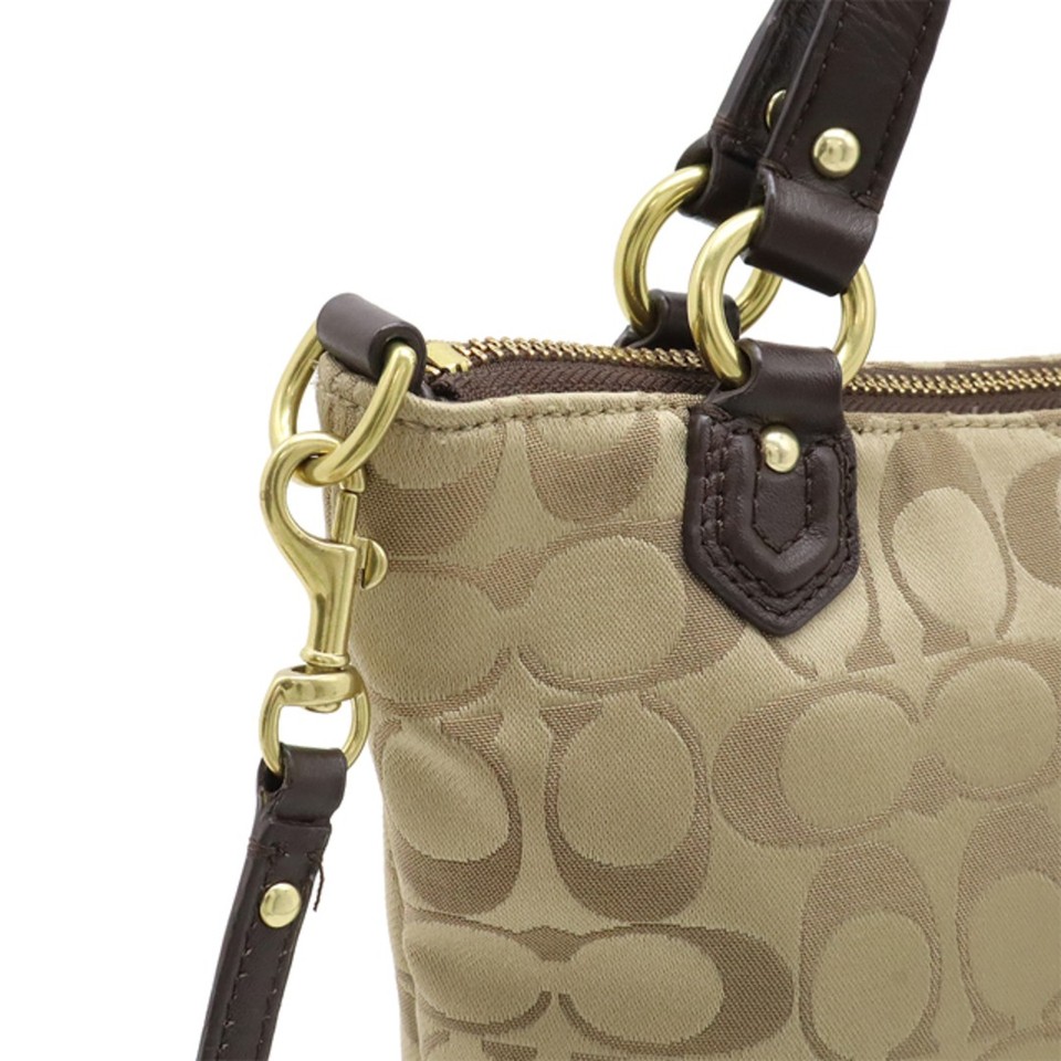 COACH Signature Handbag Mini Bag 2WAY Shoulder Bag Satin Canvas Leather ...