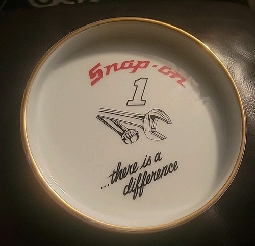 Vintage Snap-On Tools Ashtray Ceramic White Gold Trim There Is A ...
