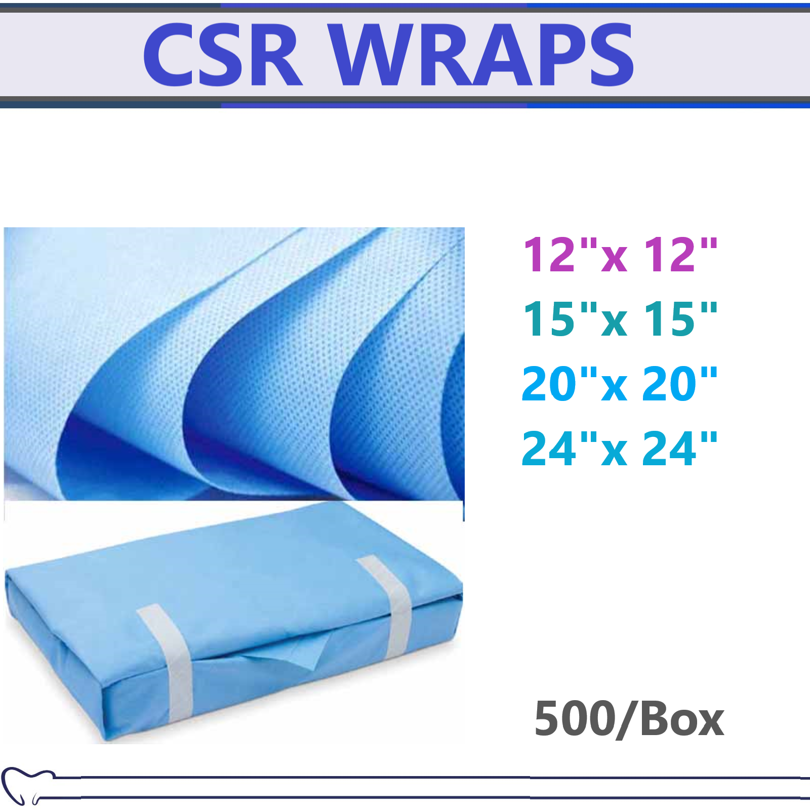Autoclave CSR Sterilization Wrap 12 x 12, 15 x 15, 20 x20", 24 x 24 ...