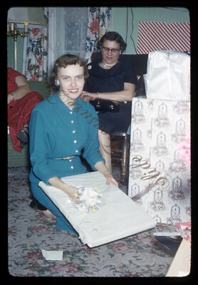 Woman Presents Gifts Shower 1950s Slide 35mm Red Border Kodachrome ...