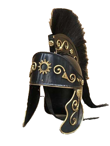 Greco-Roman Helmet with Black Crest Medieval Armor Helmet Halloween ...