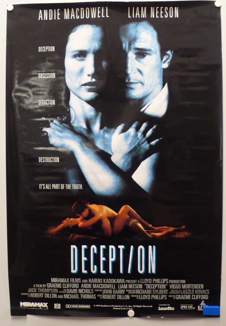 DECEPTION 1992 Andie MacDowell, Liam Neeson, Viggo Mortensen-Poster | eBay