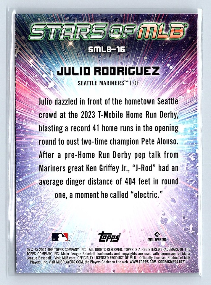 2024 Topps Julio Rodríguez Stars of MLB #SMLB-16 - Seattle Mariners | eBay