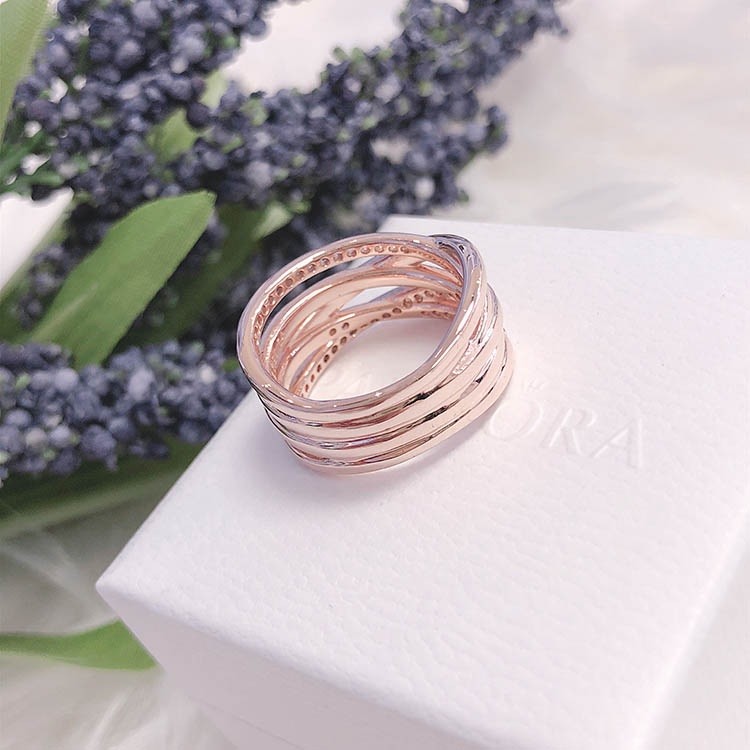 NEW Authentic PANDORA Rose™ Gold Entwined Modern Statement CZ Ring ...