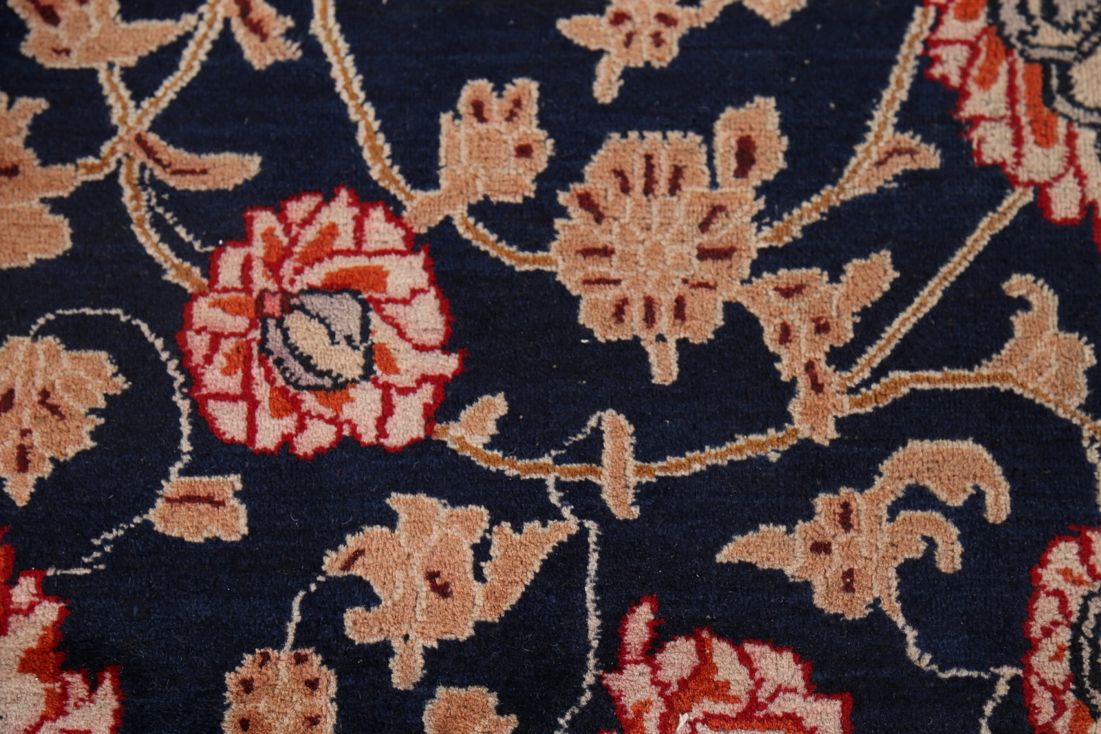 Vegetable Dye Floral Navy Blue/ Rust Mood Vintage Handmade Room Size ...