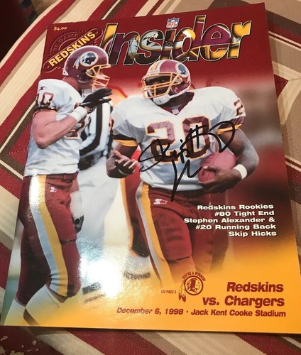 Skip Hicks Washington Redskins NFL Program Autograph 1998 Signed Copy ...