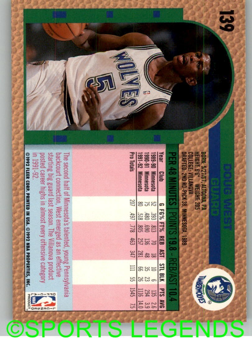 1992-93 Fleer NBA #139 Doug West | eBay