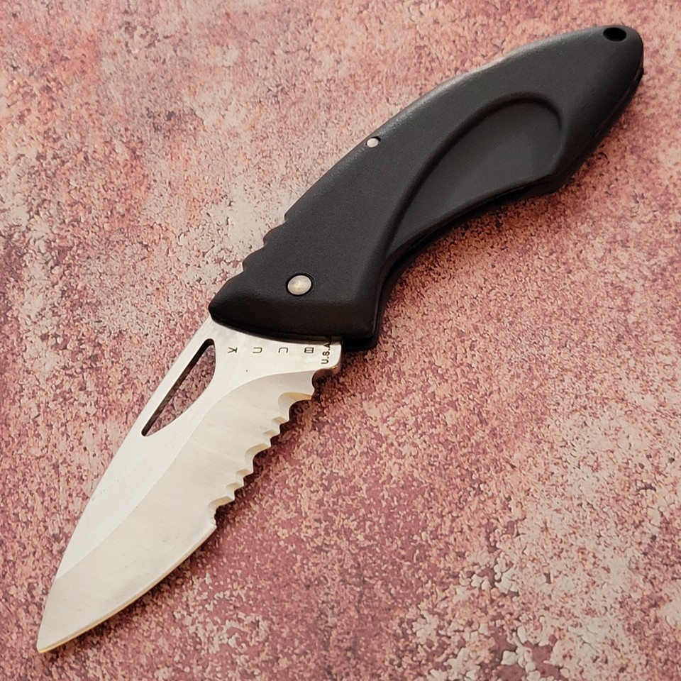 BUCK JUNO 433 Knife USA Lockback Black Zytel Handles SS Blade Retired ...