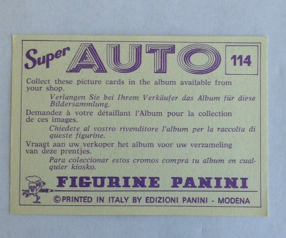 SUPER AUTO FIGURINE PANINI STICKER CARD FIAT 131 MIRAFIORI SPECIAL | eBay