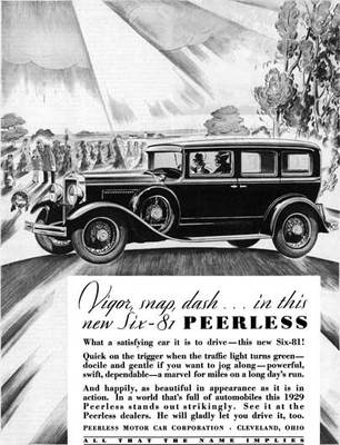 Peerless 1929 - Peerless Ad - Vigor, snap, dashâ€¦ in this new Six-81 ...