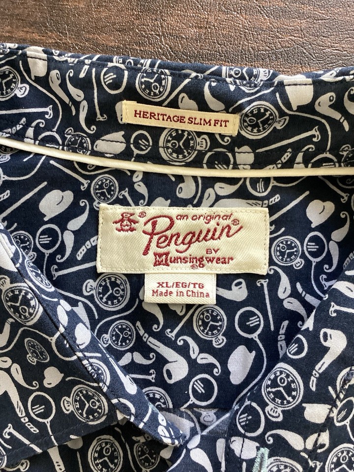 Original Penguin Heritage Slim Fit Men's XL Shirt Blue Gentlemen Icon ...