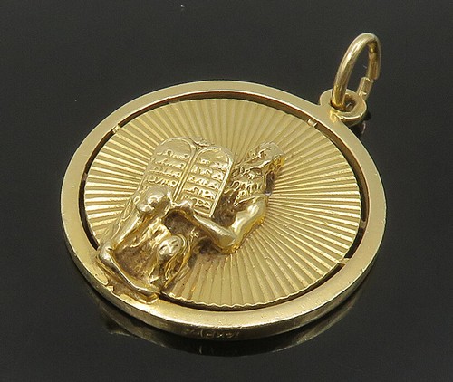 14K GOLD - Vintage Shiny Moses Ten Commandments Religious Pendant ...