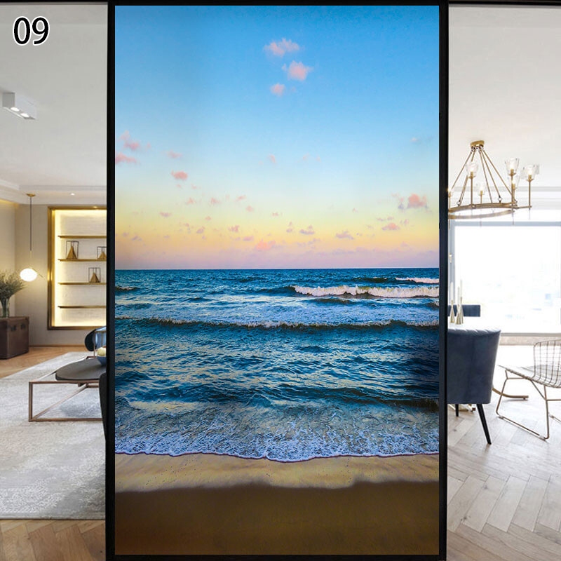 Beach Static Cling Privacy Frosted Stained Window Film Opaque Glass ...