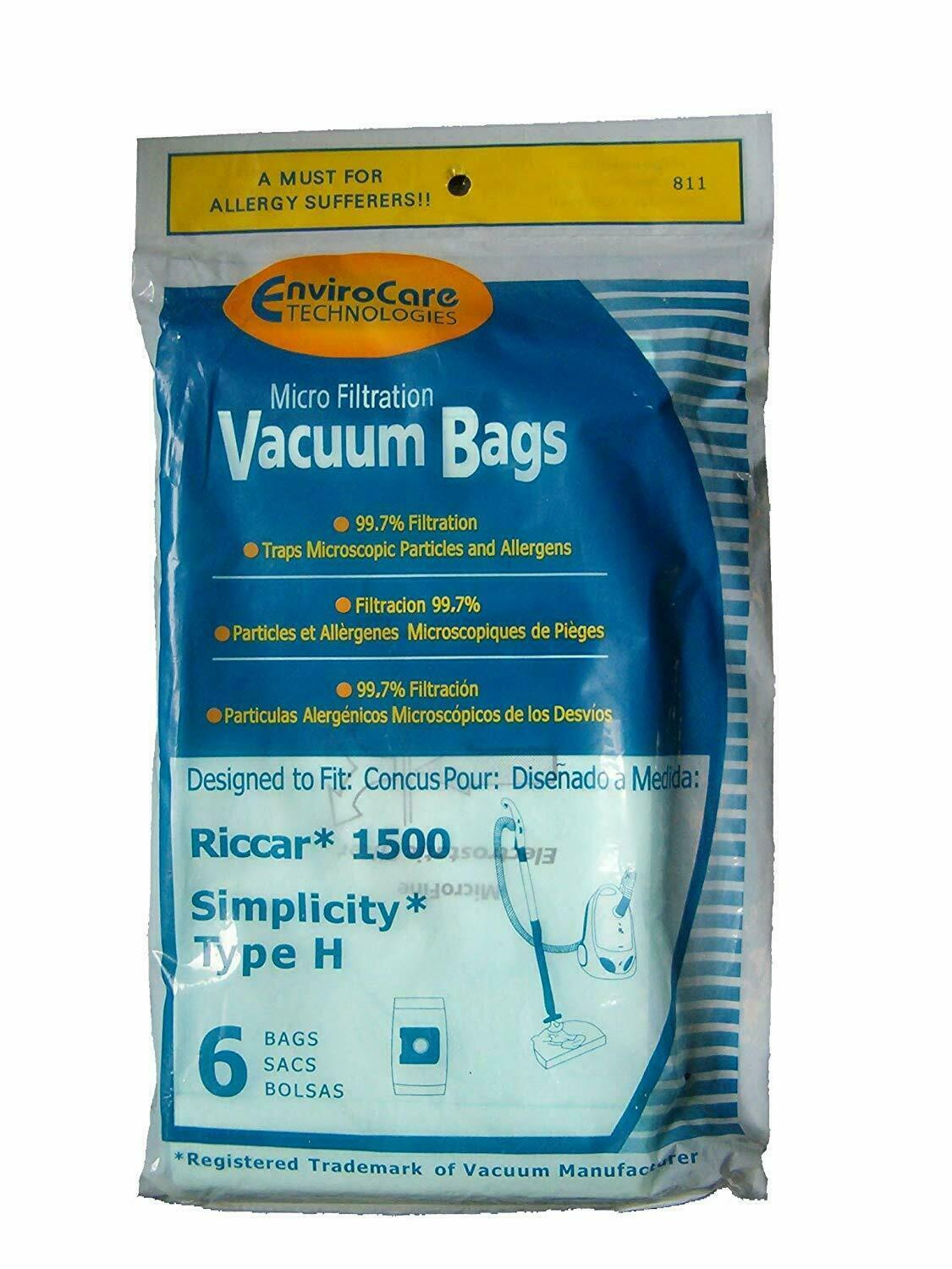 6 Vacuum Bag bags Fits For Riccar 1500 Fits For Simplicity Type H | eBay