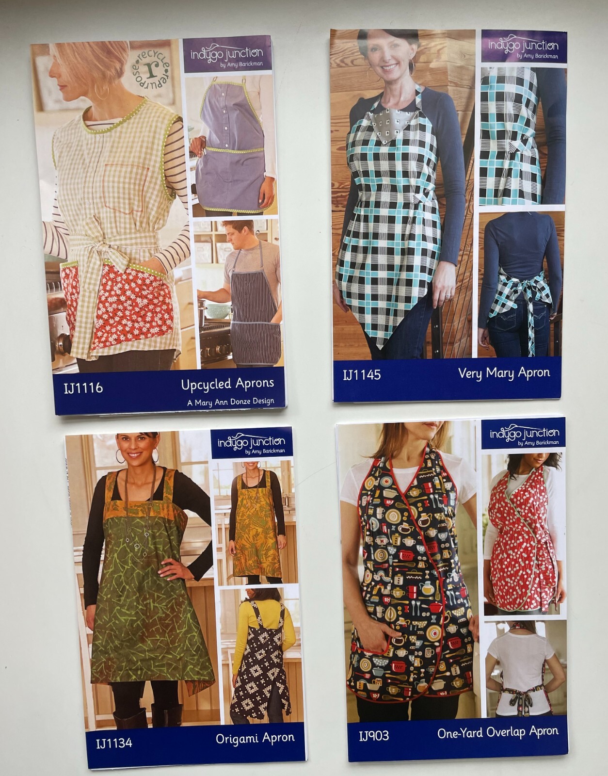 Indygo Junction Apron Patterns lot of 4 Upcycled Apron, Origami Apron ...