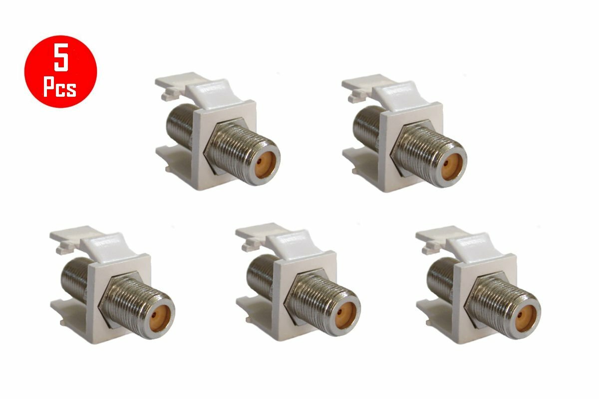 5x F 3GHz Insert Keystone Coax Modular TV Cable Connector SAT Adapter ...