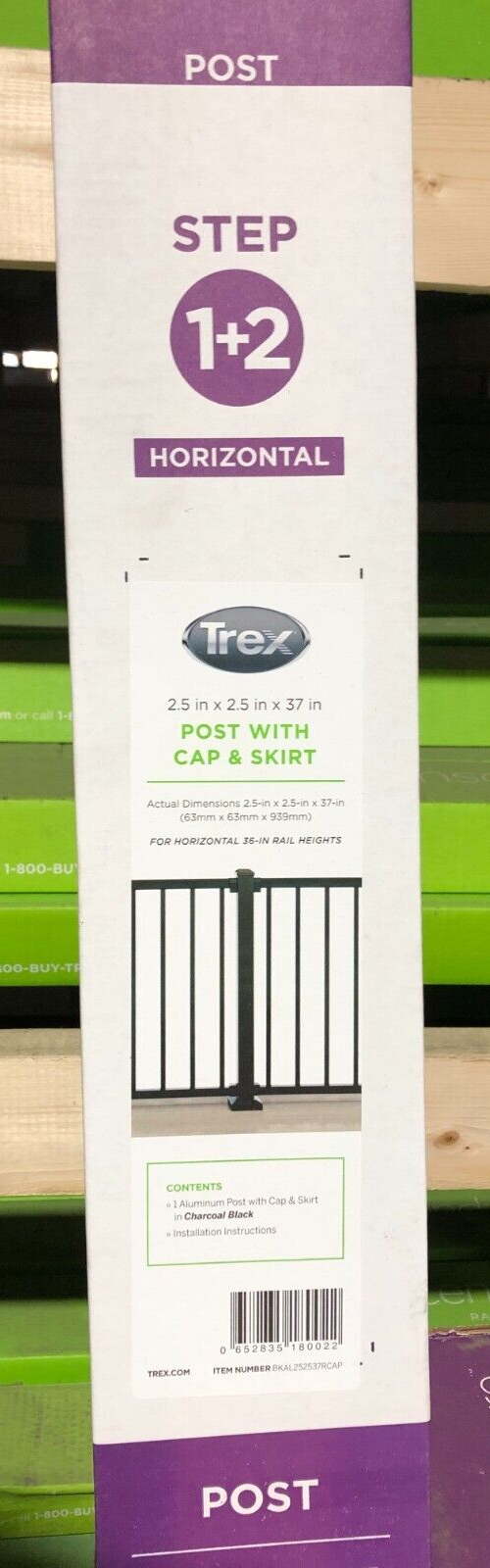 Trex 2.5x2.5x37" Horizontal Signature Post with Cap & Skirt - Charcoal ...