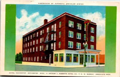 Linen Postcard Hotel Rochester Minnesota MN Arthur Roberts Hotel Co UNP ...